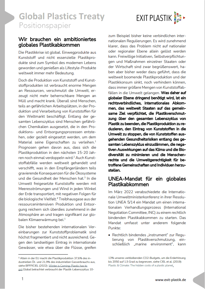 Global Plastics Treaty: Stellungnahme - Zero Waste Germany e. V.